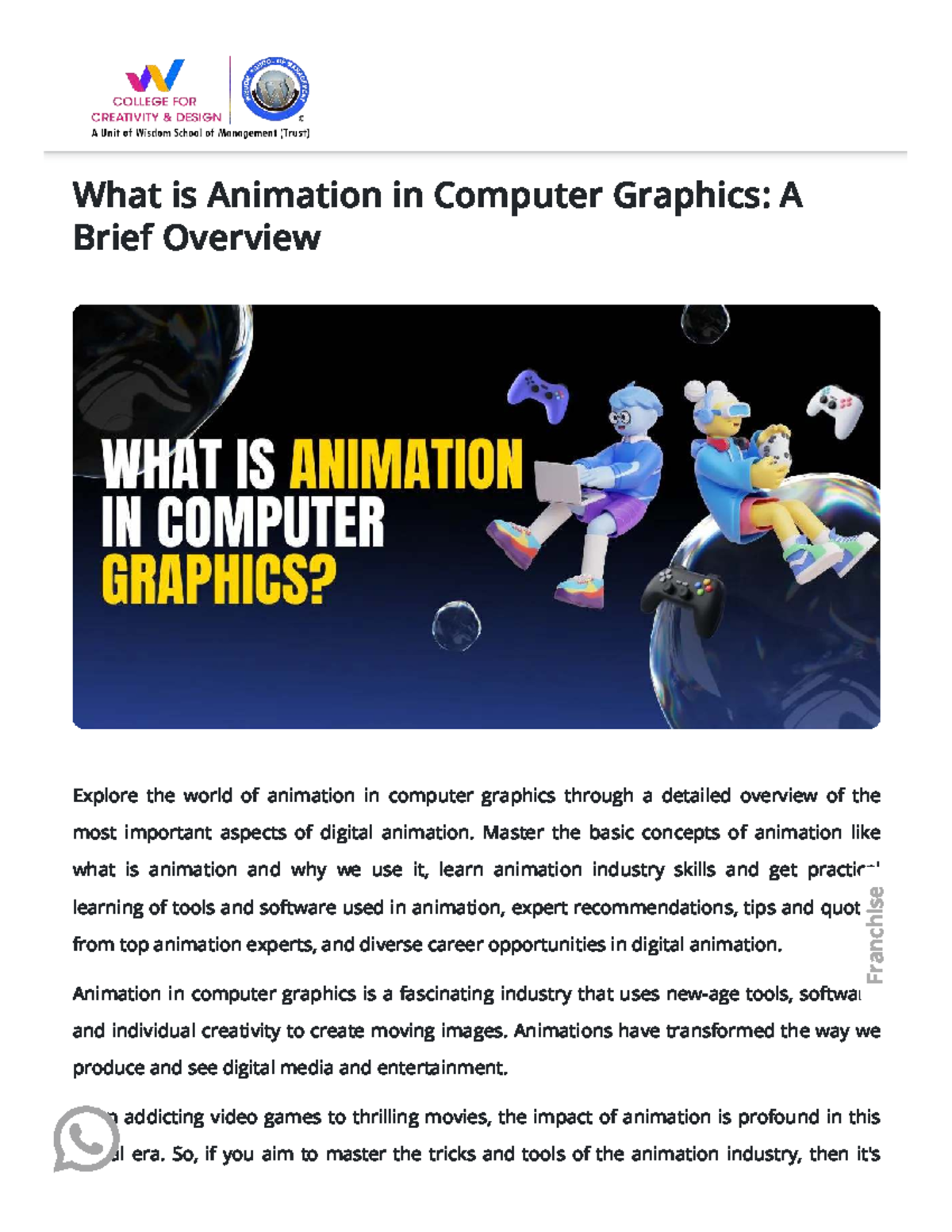 Animation in Computer Graphics: A Comprehensive Overview - Studocu