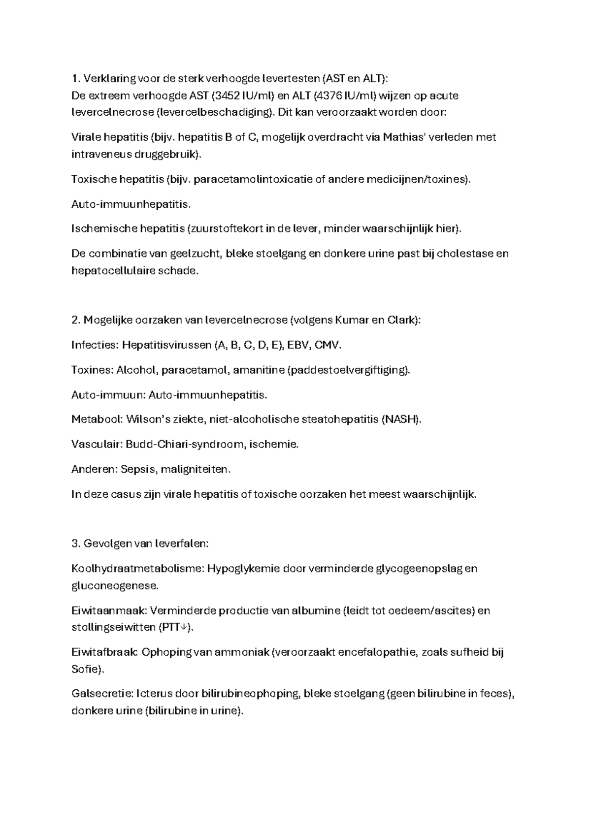 Casus Leverfalen: Diagnose, Oorzaken en Gevolgen van Levercelnecrose ...