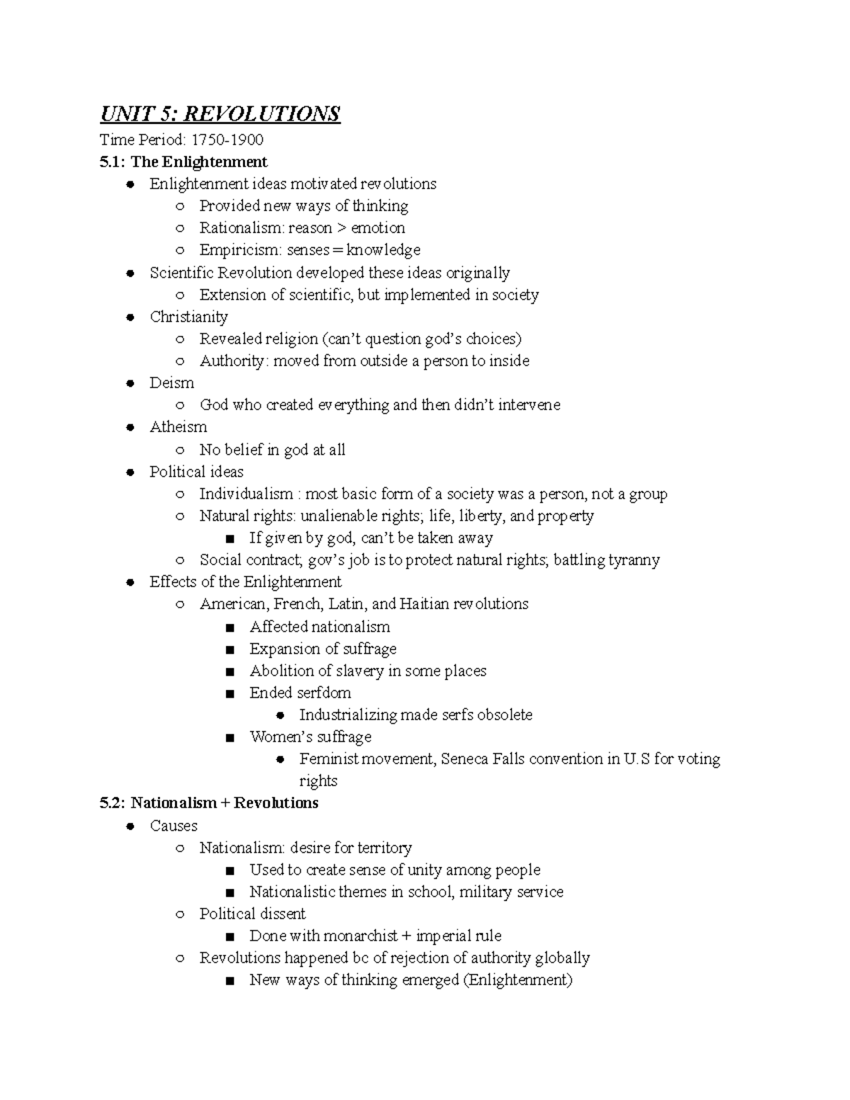 AP World History: Unit 5 - Revolutions & Enlightenment Ideas - Studocu
