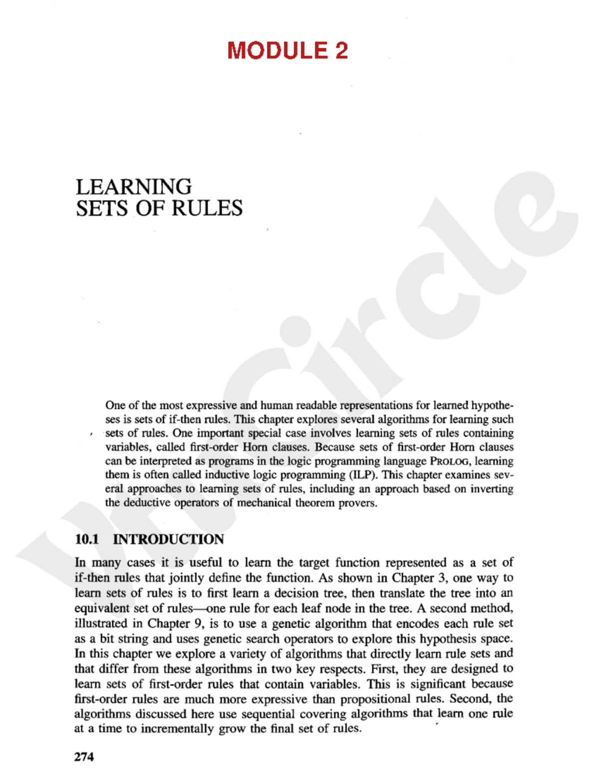 ML-2 Module 2 Chapter: Learning Sets of Rules and Algorithms - Studocu