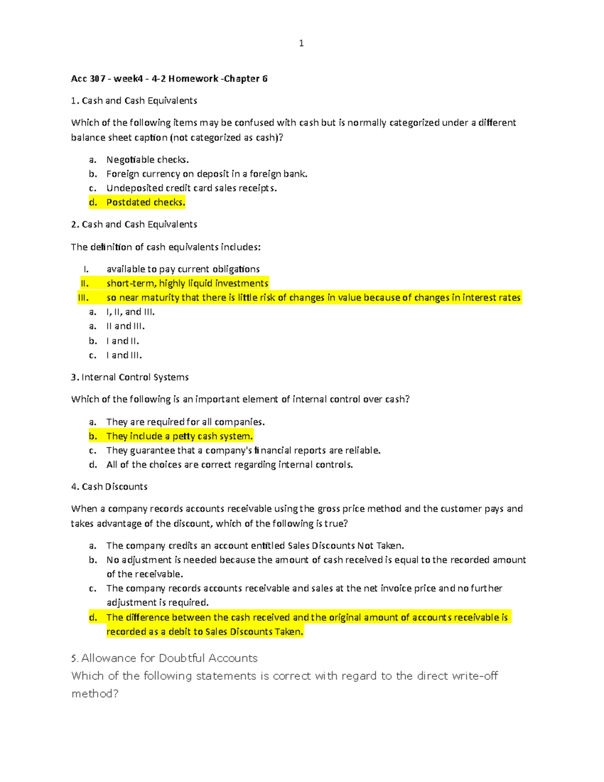 Acc 309- week1 -1-3 Homework Chapter 15 - acc 309- week1 -1-3 Homework ...