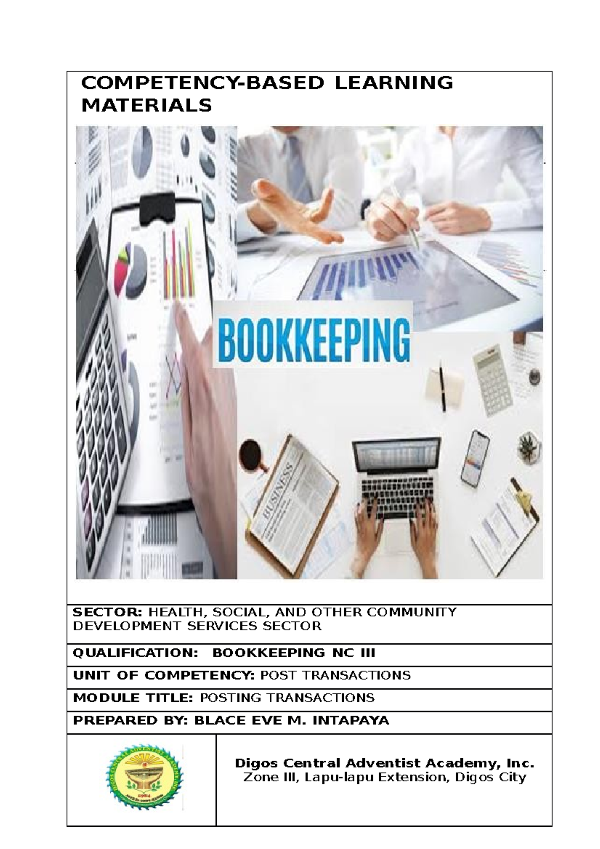 Prepare Ledger - TM1 - COMPETENCY-BASED LEARNING MATERIALS SECTOR: HEALTH, SOCIAL, AND OTHER ...