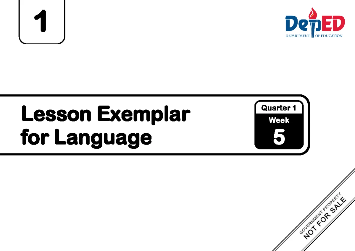 LE 122 Language Lesson Exemplar for Grade 1 - Q1 Week 8 - Studocu