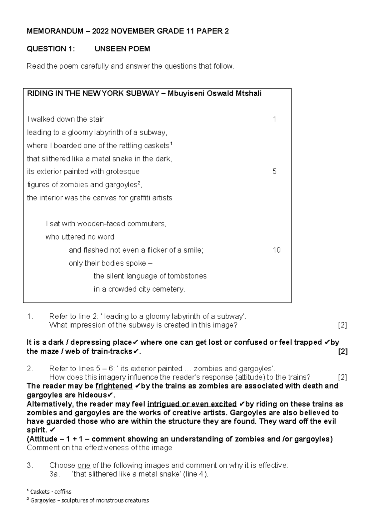 Grade 11 English Paper 2 Memo - November 2022 Analysis & Commentary ...