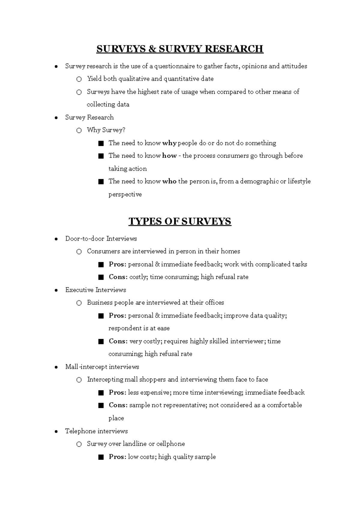 MARK 302 - Survey Research Methods and Types of Surveys - Studocu