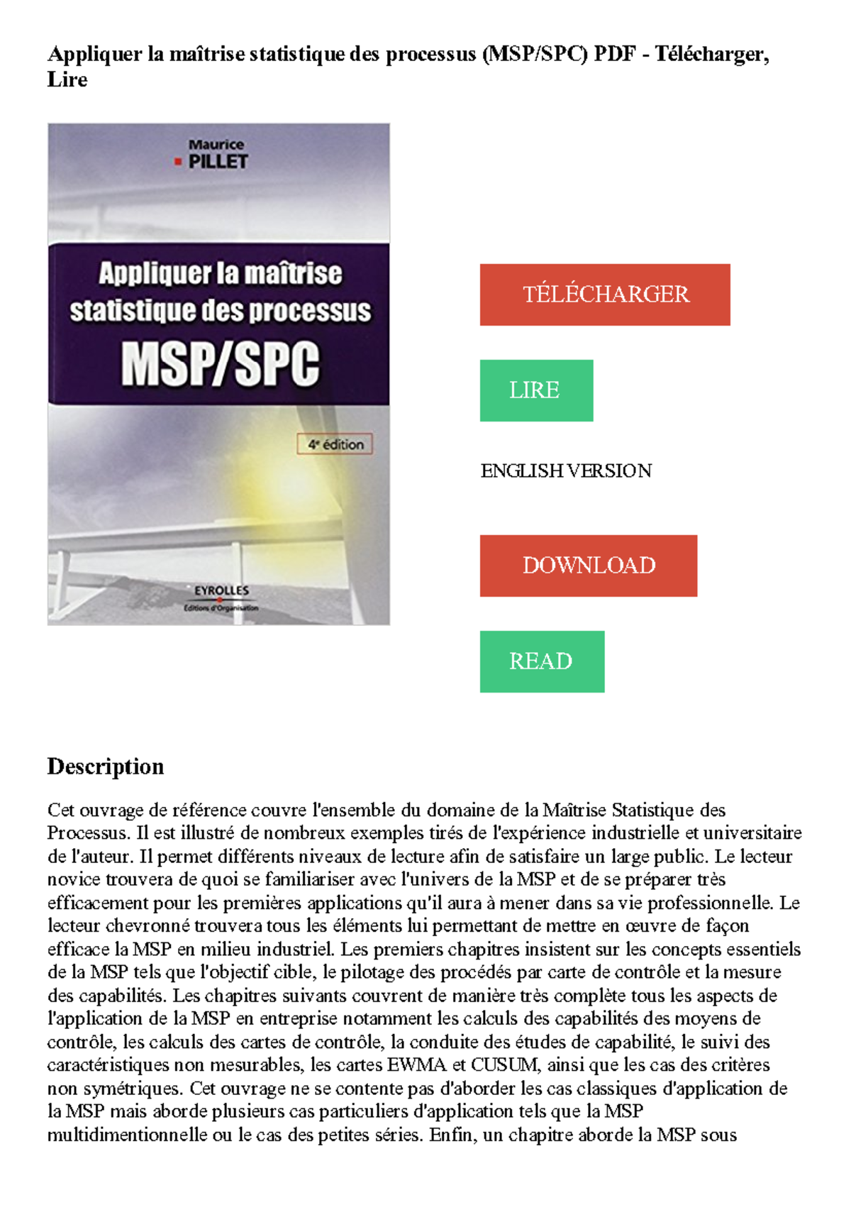 Appliquer la maîtrise statistique des processus (MSP SPC) PDF ...