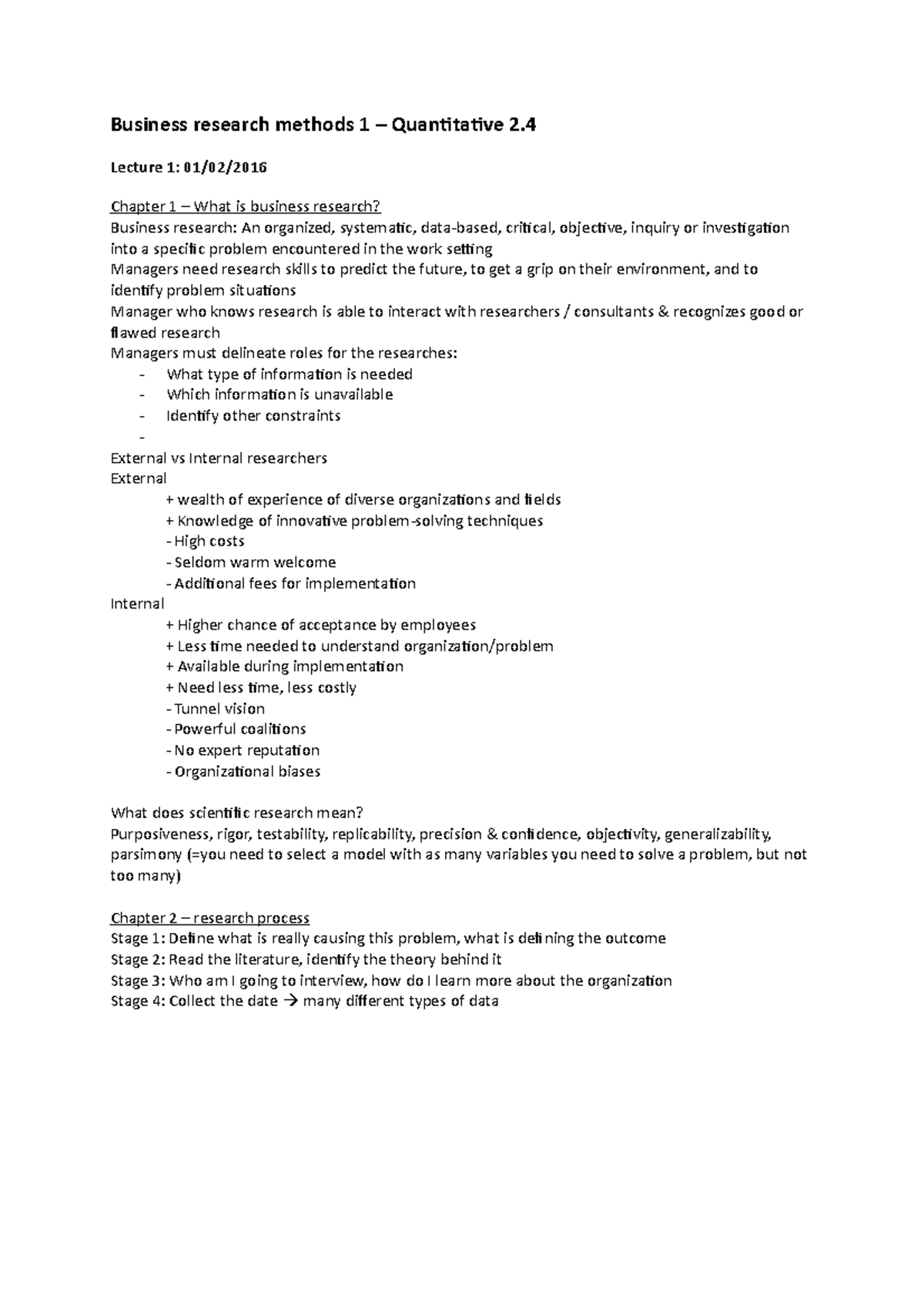 "BUSR 101: Quantitative Methods Lecture Notes - Introduction to ...