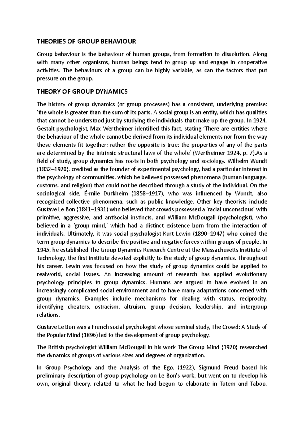 Theories of Group Behaviour: An Overview of Group Dynamics and Key ...