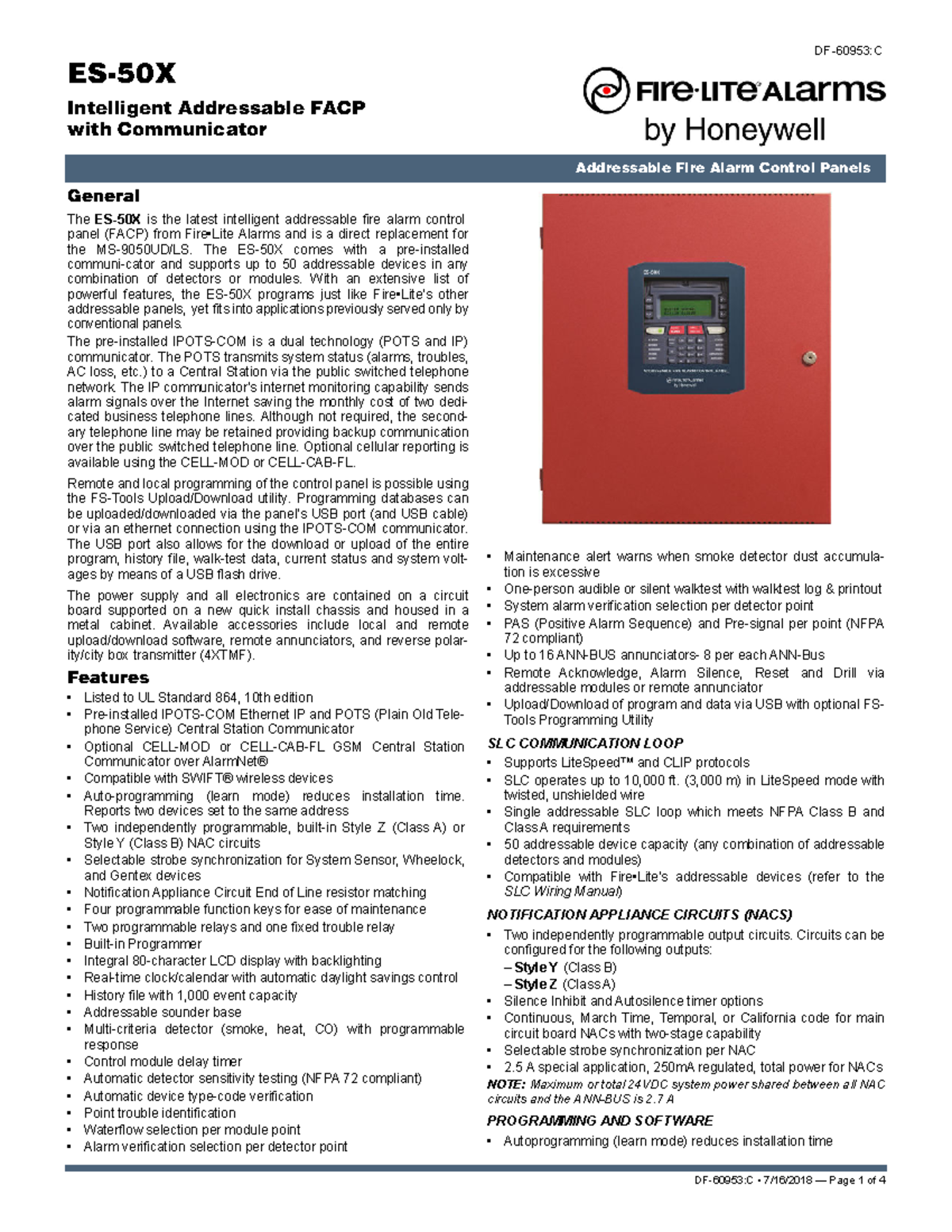 ES 50X Ficha tecnica - DF-60953:C 7/16/2018 — Page 1 of 4 ES-50X ...