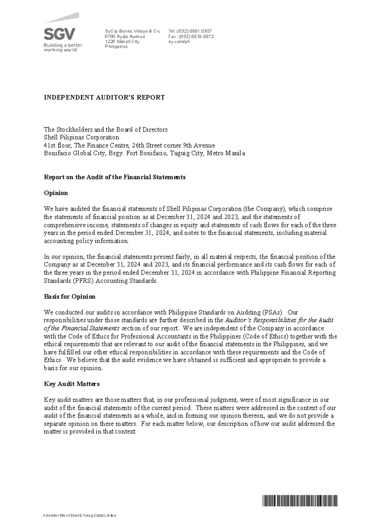 Shell Pilipinas Corporation Audited Financial Statements 2024 - Studocu