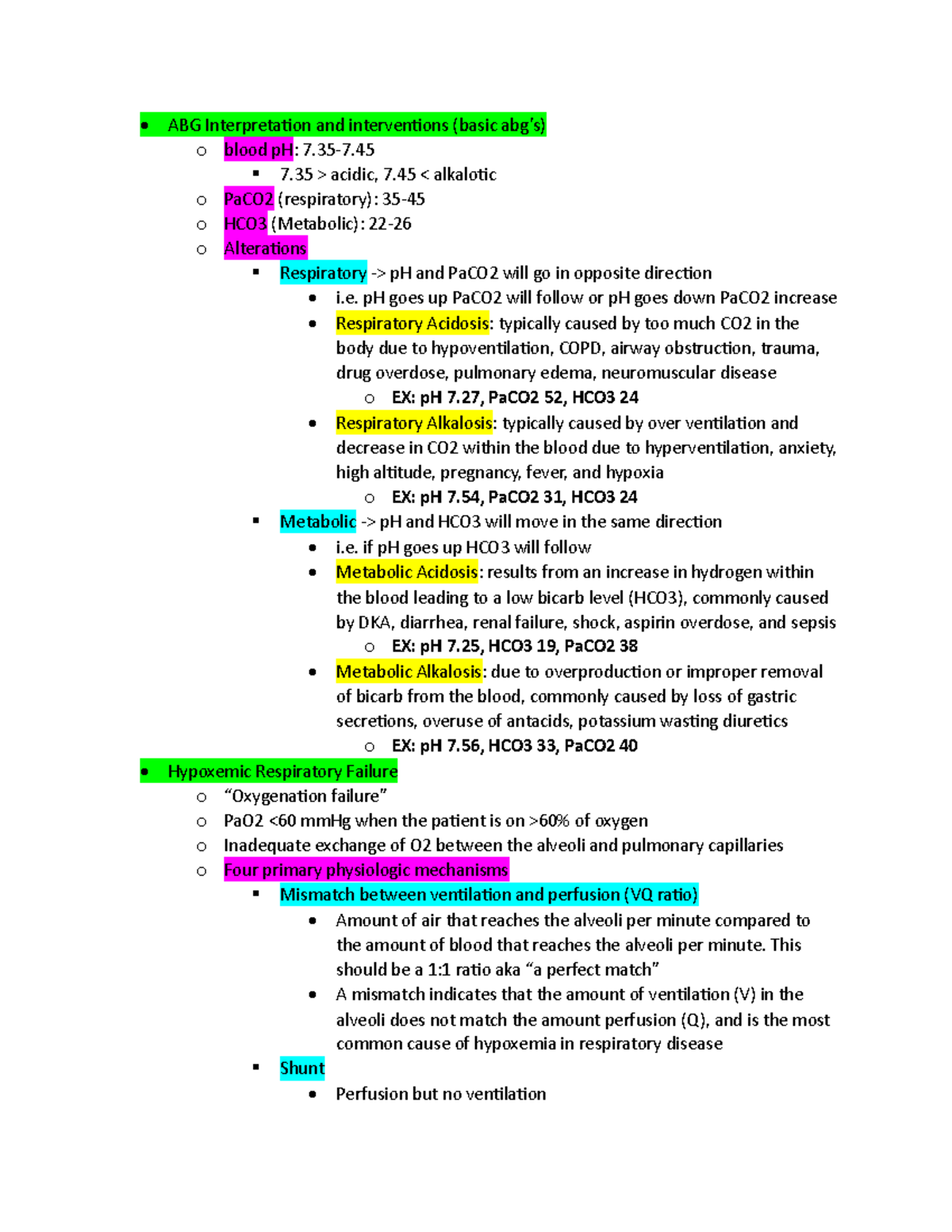 N117 Quiz 3 Updated - Quiz 3 study guide - ABG Interpretation and ...