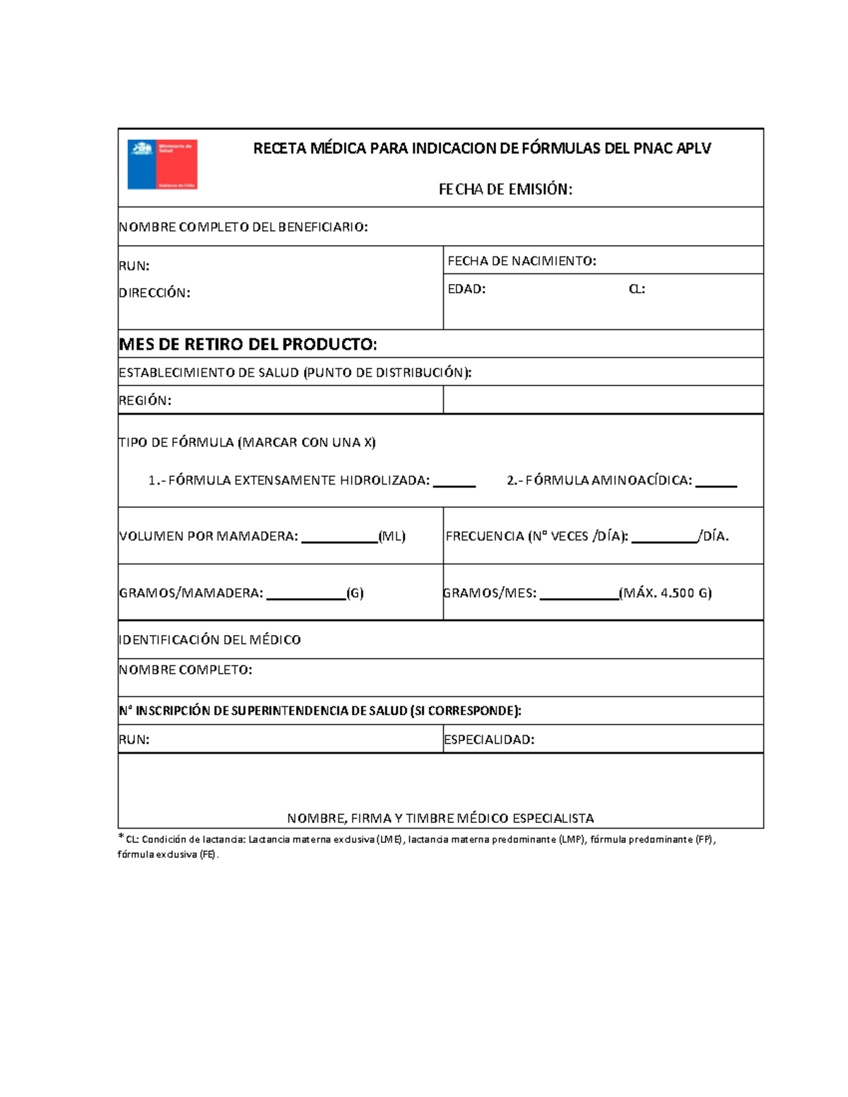 Protocolo Gestion Administrativa PNAC APLV 2019 - RECETA MÉDICA PARA ...