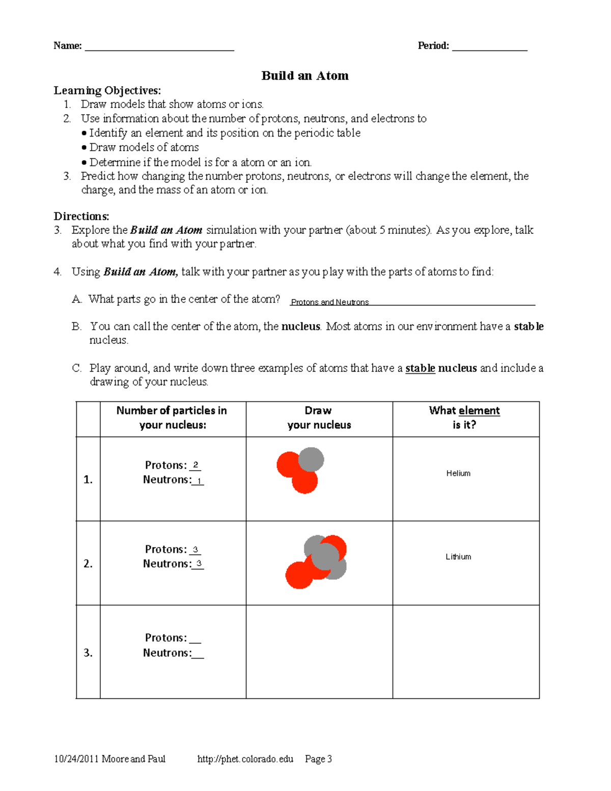 Phet-Build an Atom Document - Name ...