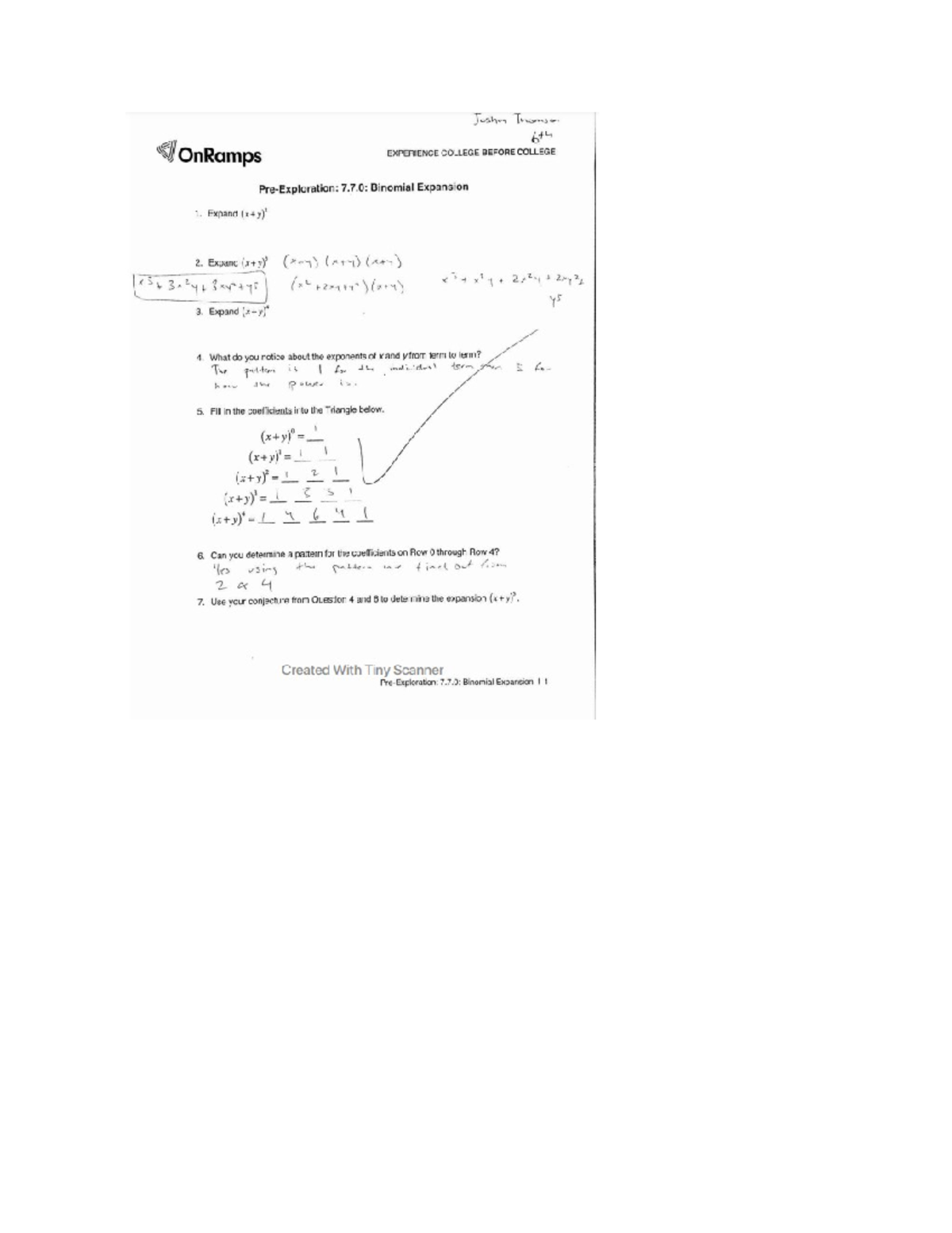 7.7.0 HW - This was the homework for the 7.4 Unit - Joshua Thomson 6th ...
