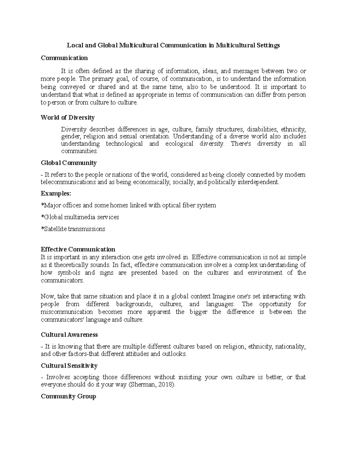 Local and Global Multicultural Communication in Multicultural Settings ...