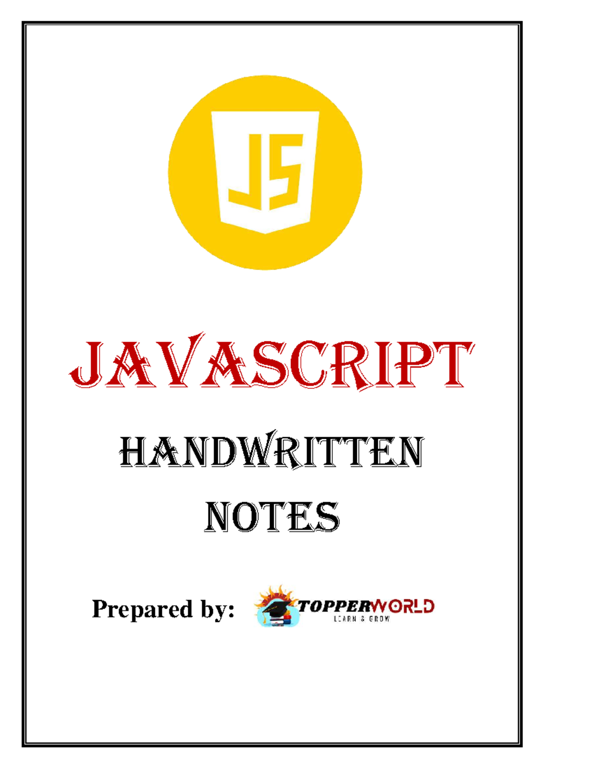 JS 101: Comprehensive Handwritten Notes on JavaScript Basics - Studocu