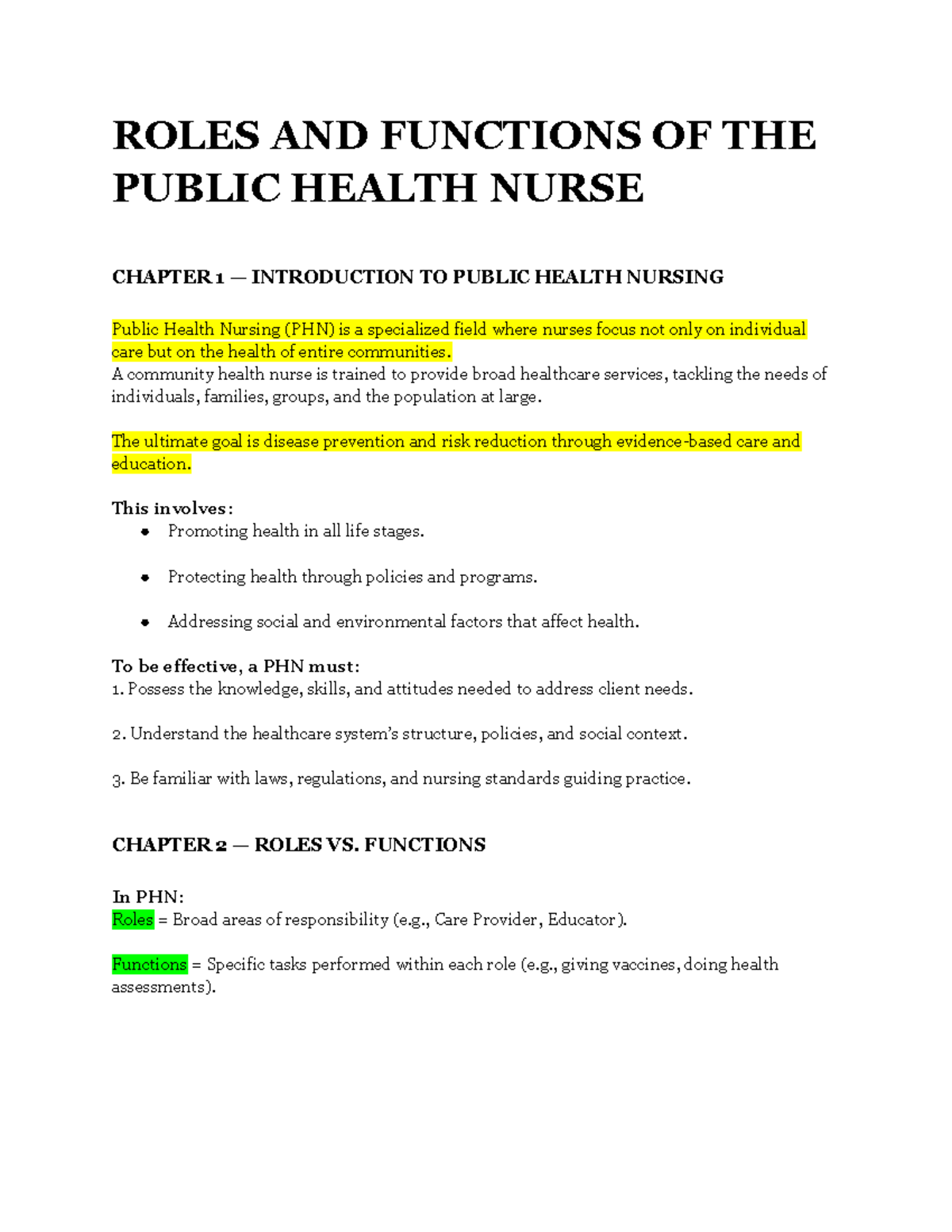 L4-CHN: Roles and Functions of Public Health Nurses - Chapter Overview ...