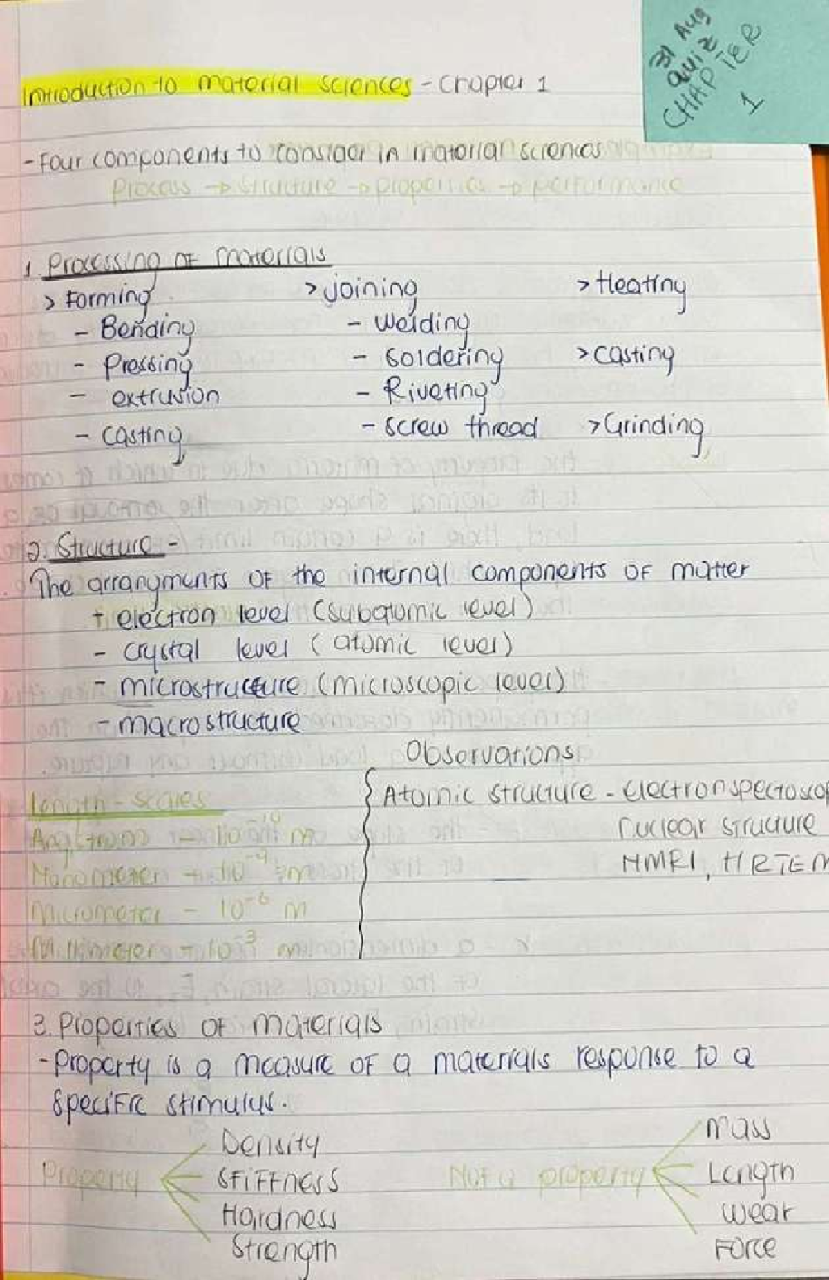 MEMV102 - Lecture Notes on Material Science Components and Properties ...