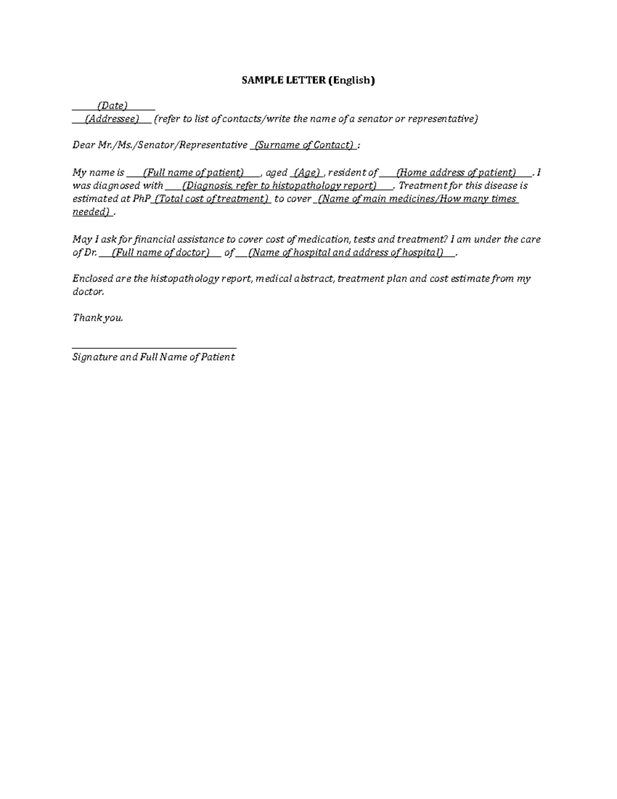 Sample Financial Assistance Letter for Senators (English) - Studocu
