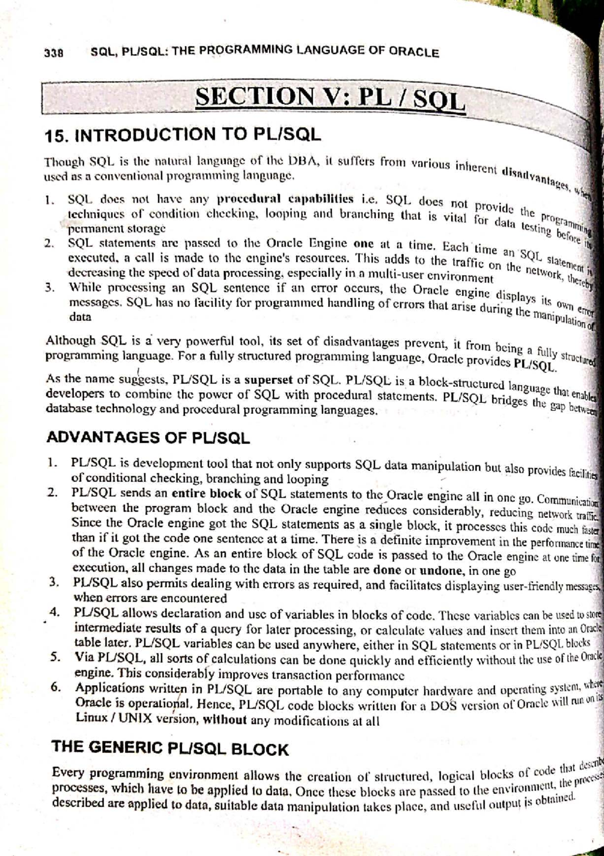 338 SQL: Introduction to PL/SQL Programming and Its Advantages - Studocu