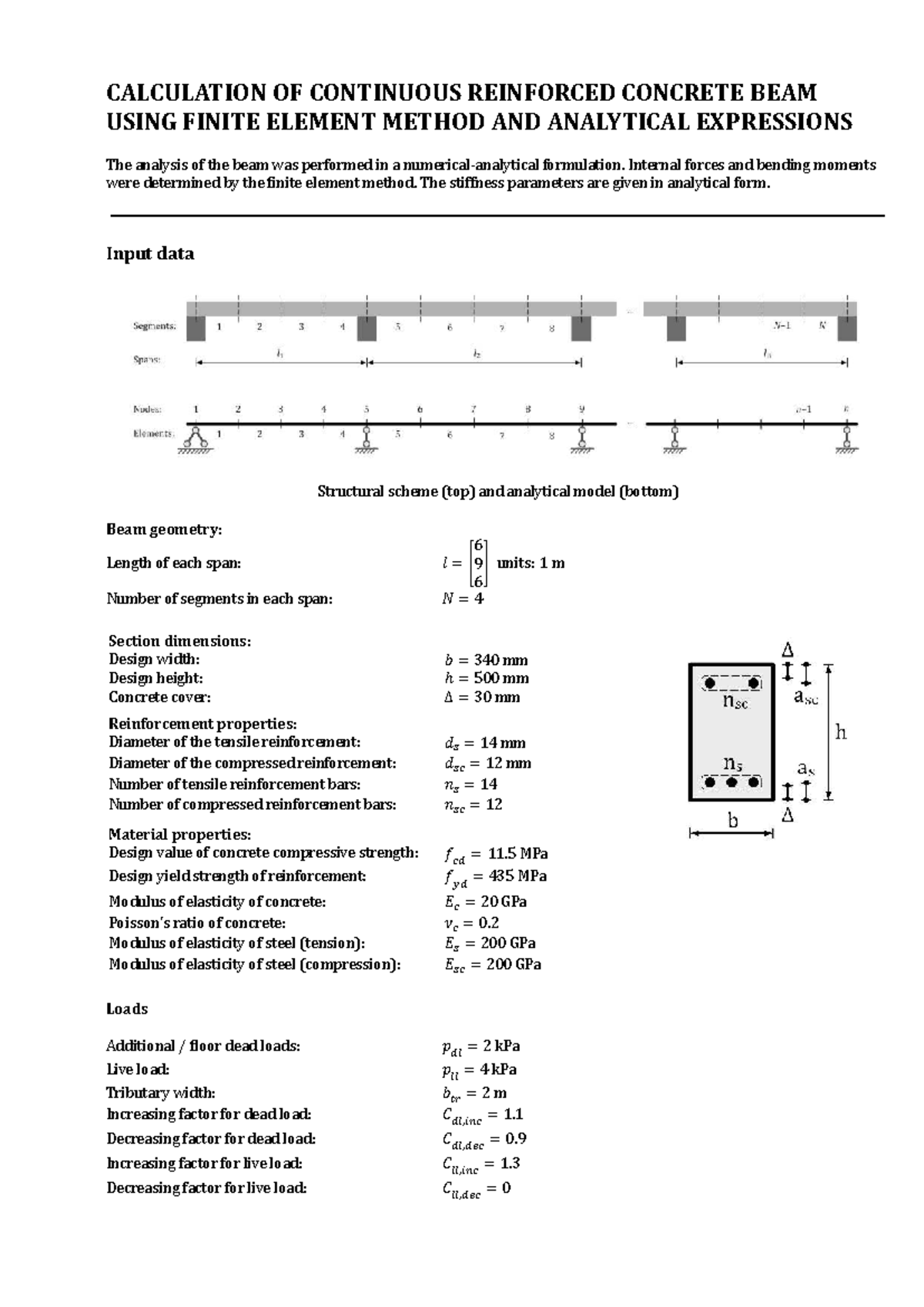 CALCULATION OF RC BEAM USING FEM & ANALYTICAL METHODS - Studocu