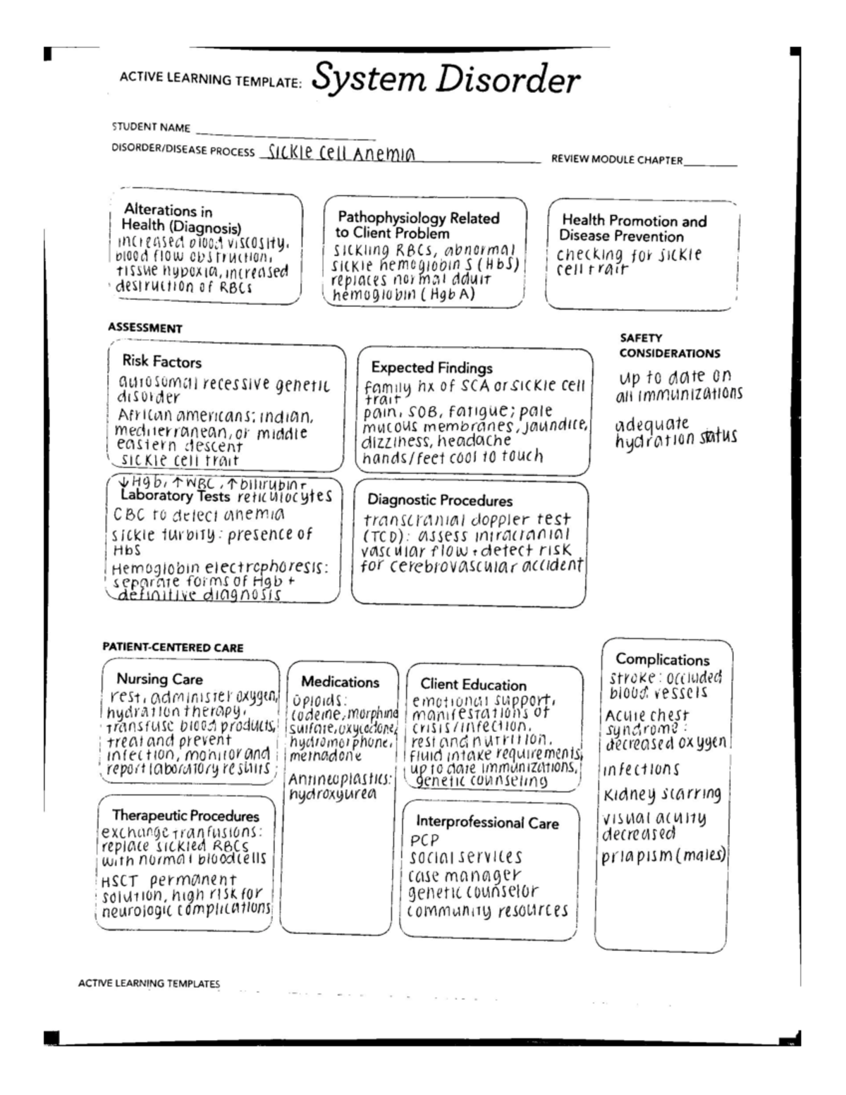 ATI System Disorder Sickle Cell Anemia - NU 307/8 - Studocu