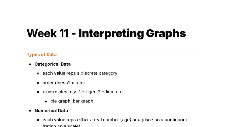 Week 11 - Lecture Notes on Interpreting Graphs and Data Types - Studocu