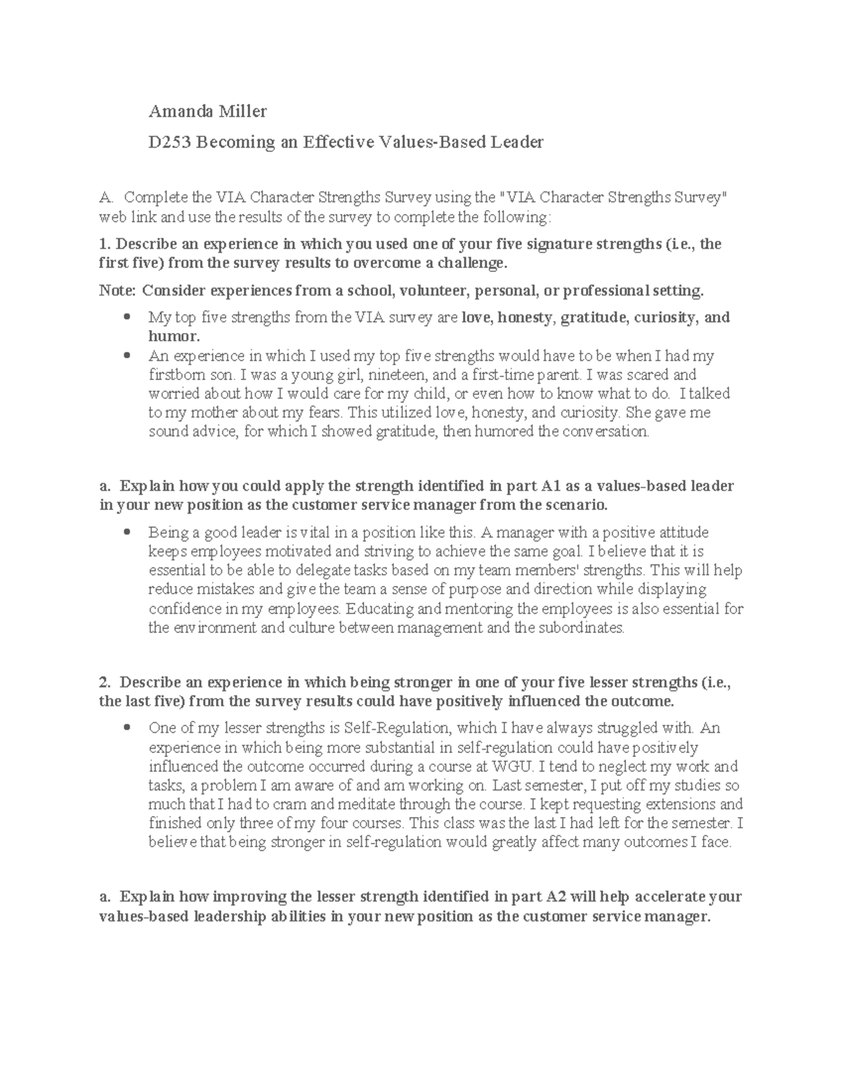 D253 Final Exam: Becoming an Effective Values-Based Leader - Studocu