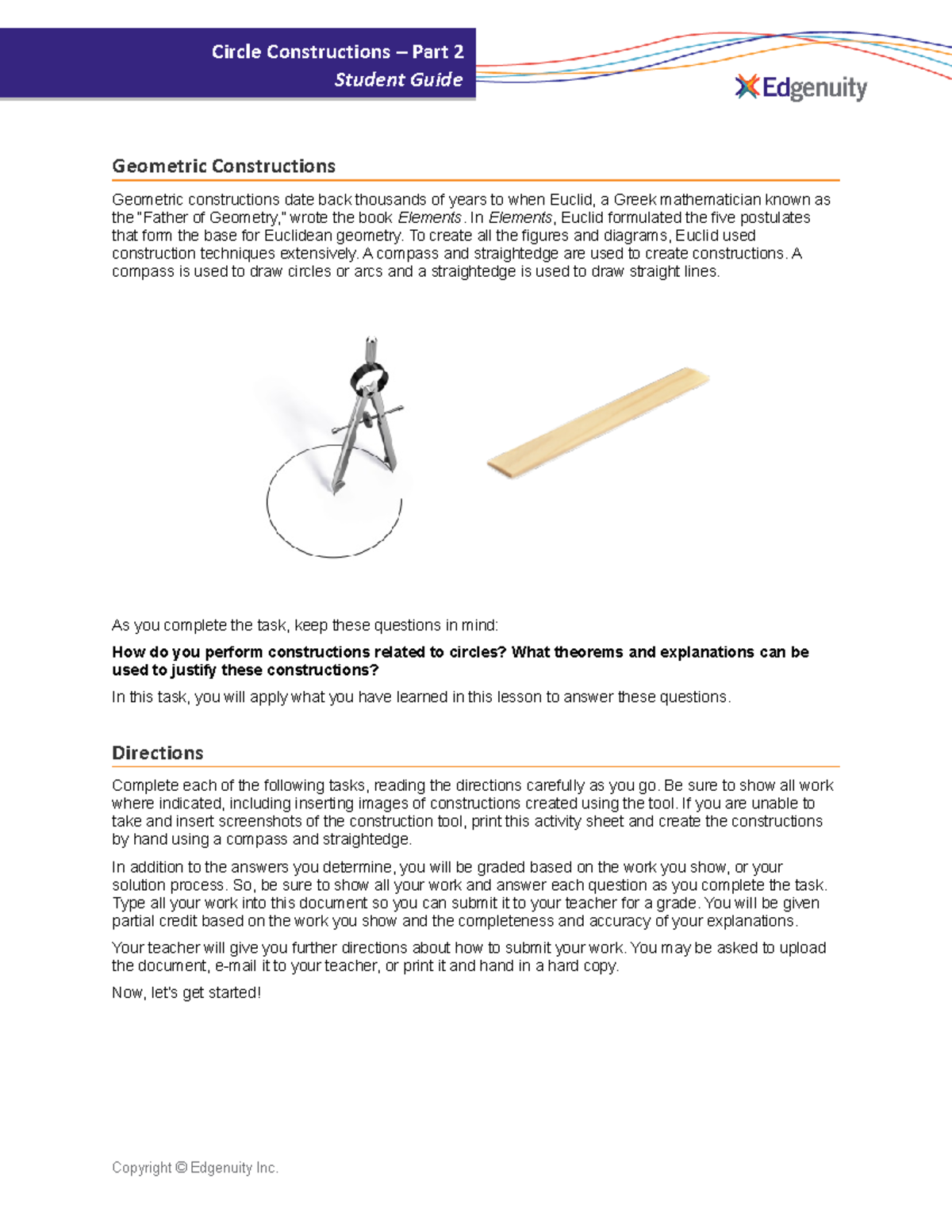 Circle Constructions - Student Guide - Part 2 for Geometry Tasks - Studocu