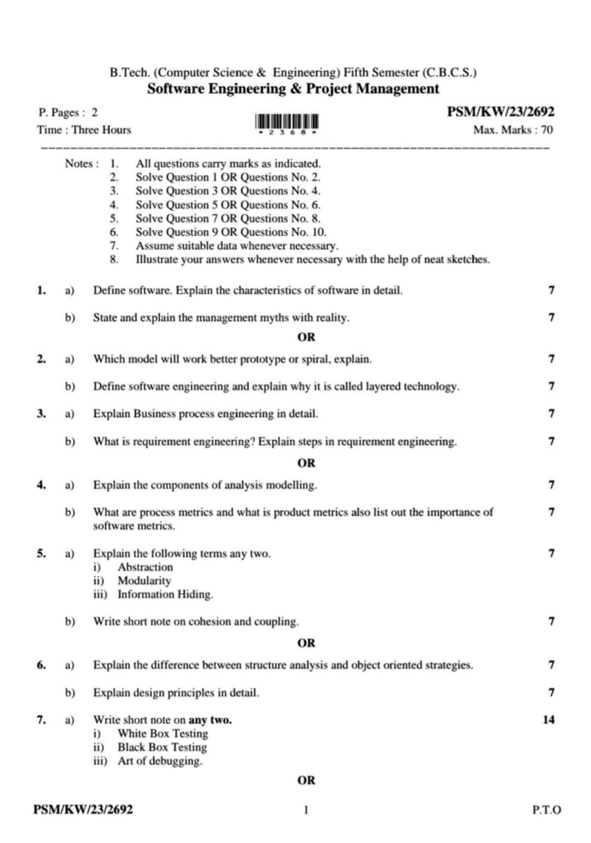 CSE 5th Sem - Software Engineering Project Management PYQs (Winter 2022) - Studocu