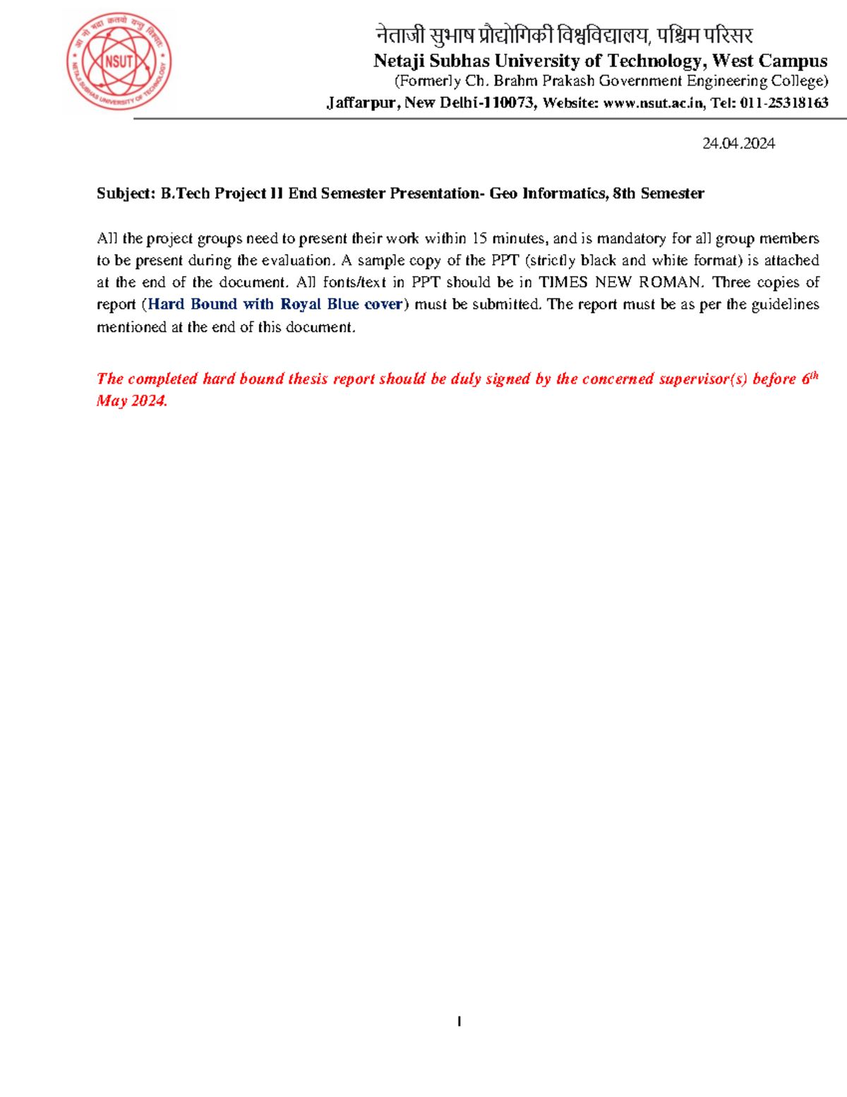 B.Tech Project II Report & PPT Guidelines - Geo Informatics (8th Sem) - Studocu