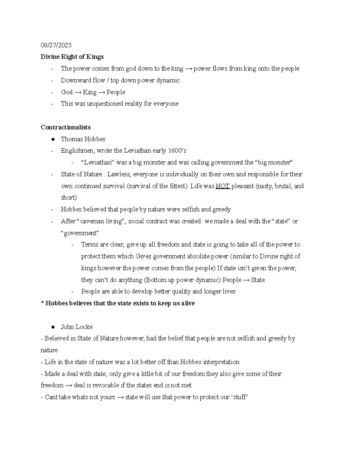 POL S 102: Theories of Power - Divine Right vs. Social Contracts - Studocu