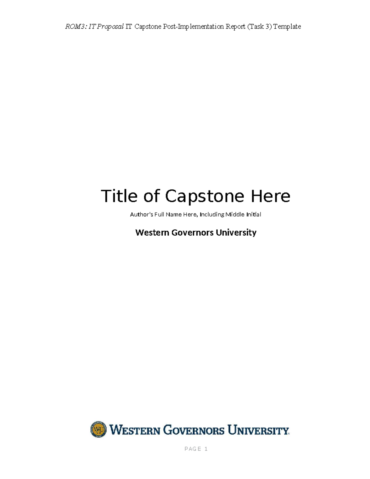 C769 ROM3: IT Capstone Proposal Report Template (Task 3) - Studocu