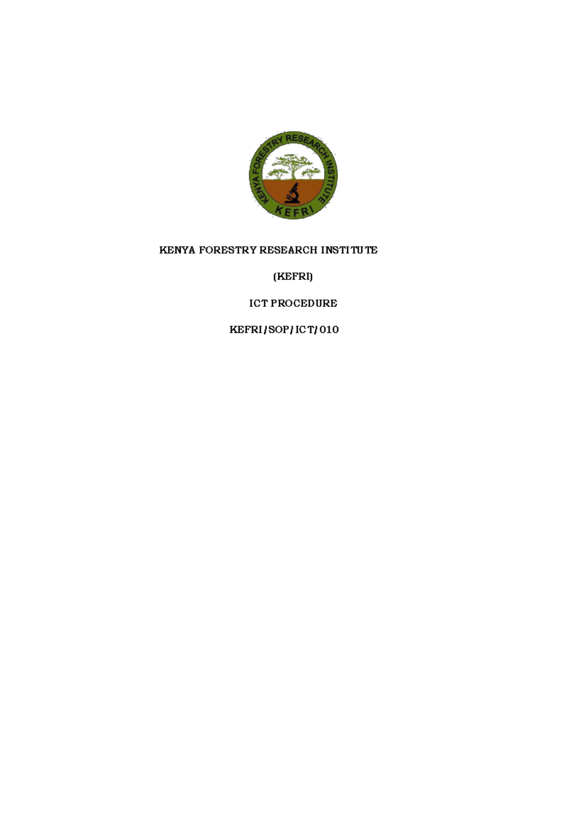 KEFRI ICT Procedures Manual: Guidelines and Management Protocols - Studocu