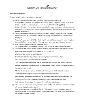 ACC 340 Module Two Homework - Module Two Homework Answer the following ...