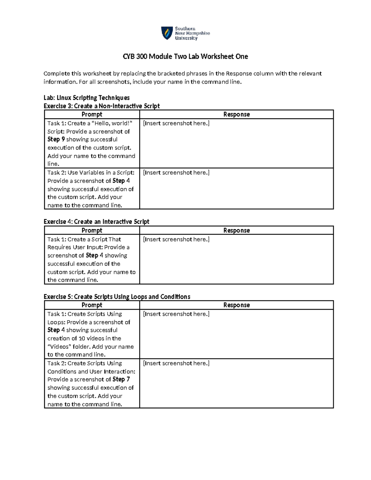 CYB 300 Module Two Lab Worksheet: Linux Scripting Techniques - Studocu