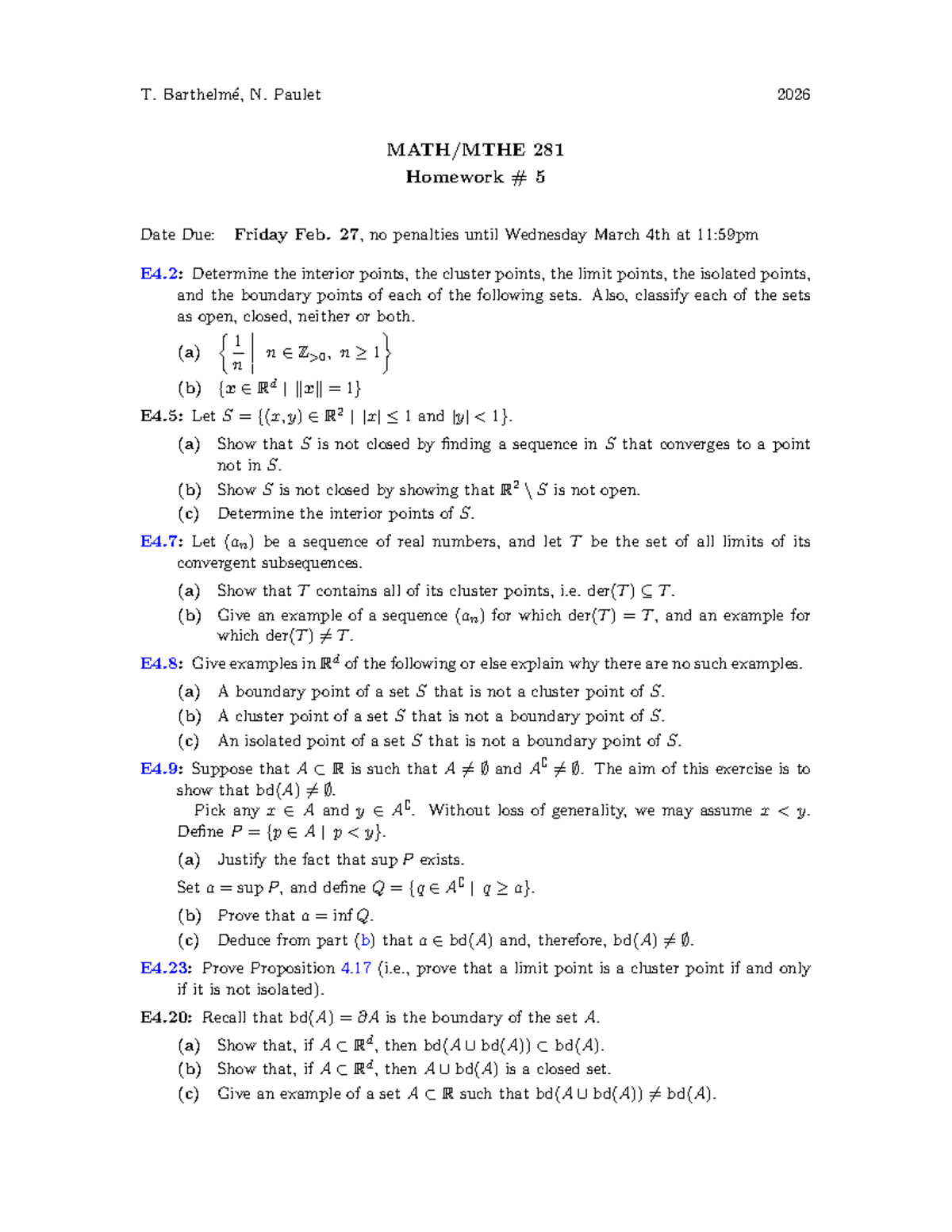 Hw5 W26 - Homework Questions on Set Theory Concepts - Studocu