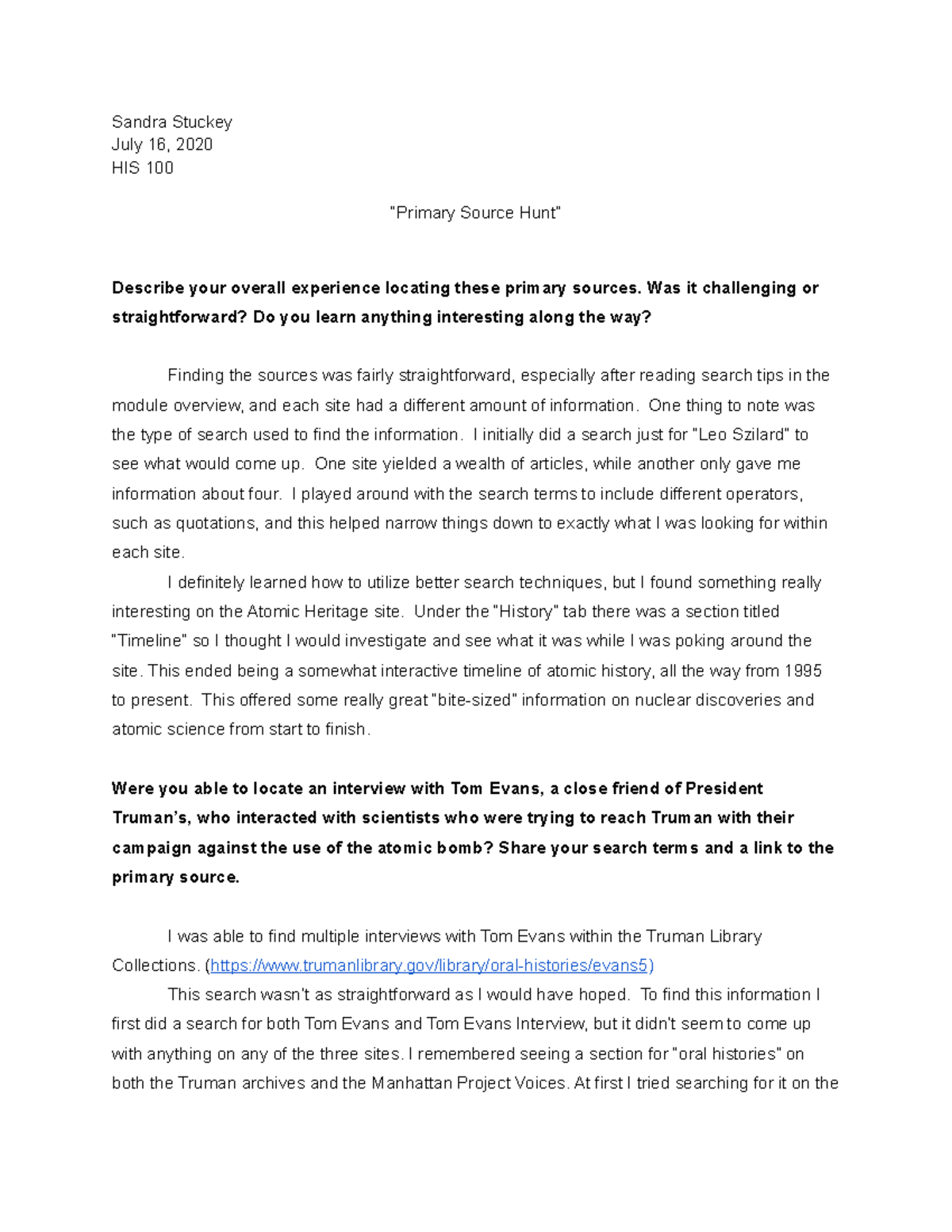 Perspectives in History -2-1 - Sandra Stuckey July 16, 2020 HIS 100 ...