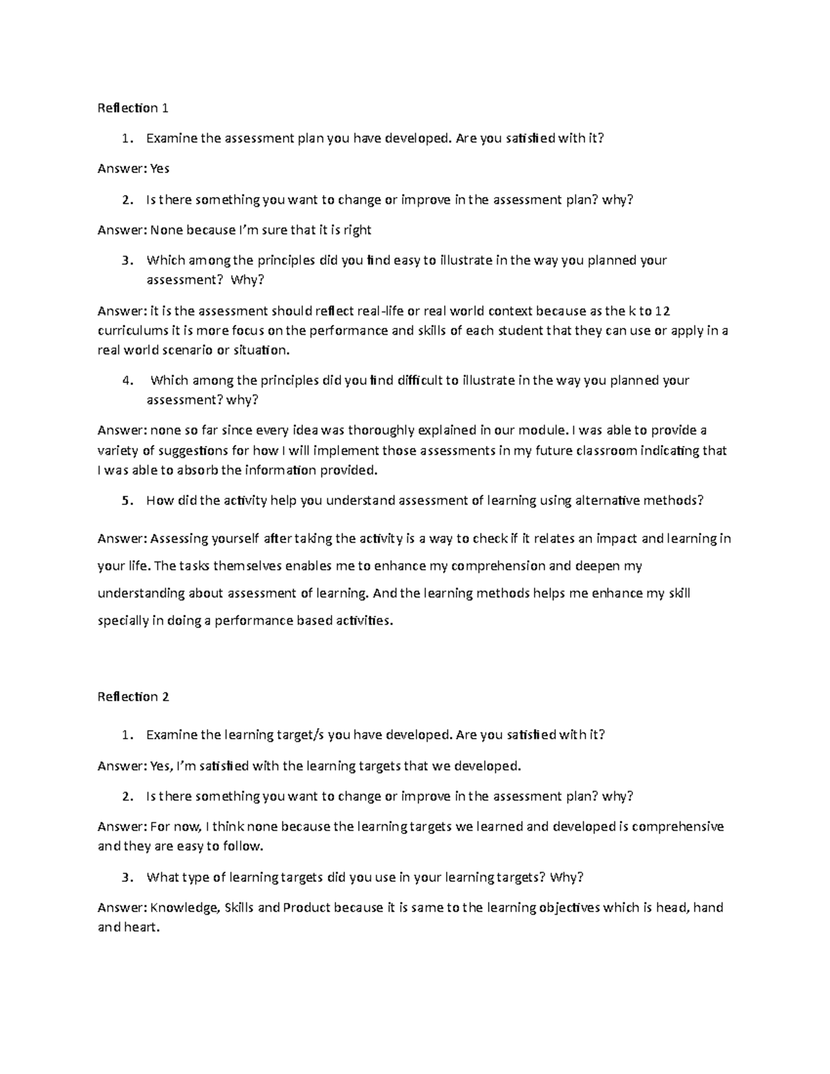 Reflections on Assessment Plans: Critical Analysis & Insights ...