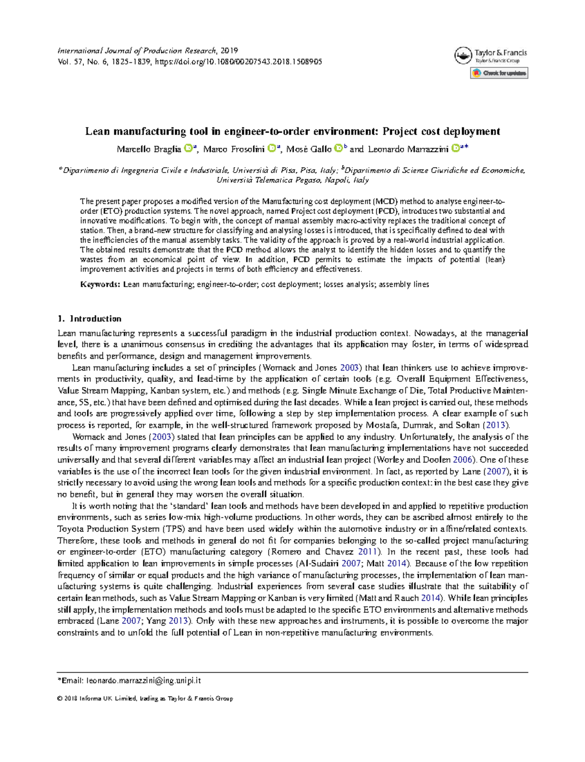 Lean Manufacturing Tool in ETO: Project Cost Deployment Analysis - Studocu