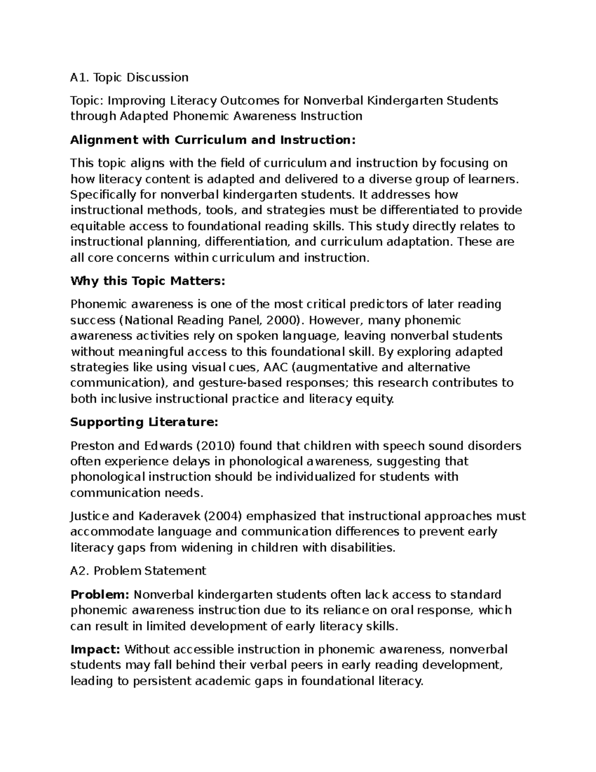 D180 OPM4 Task 1: Enhancing Literacy for Nonverbal Kindergarteners ...