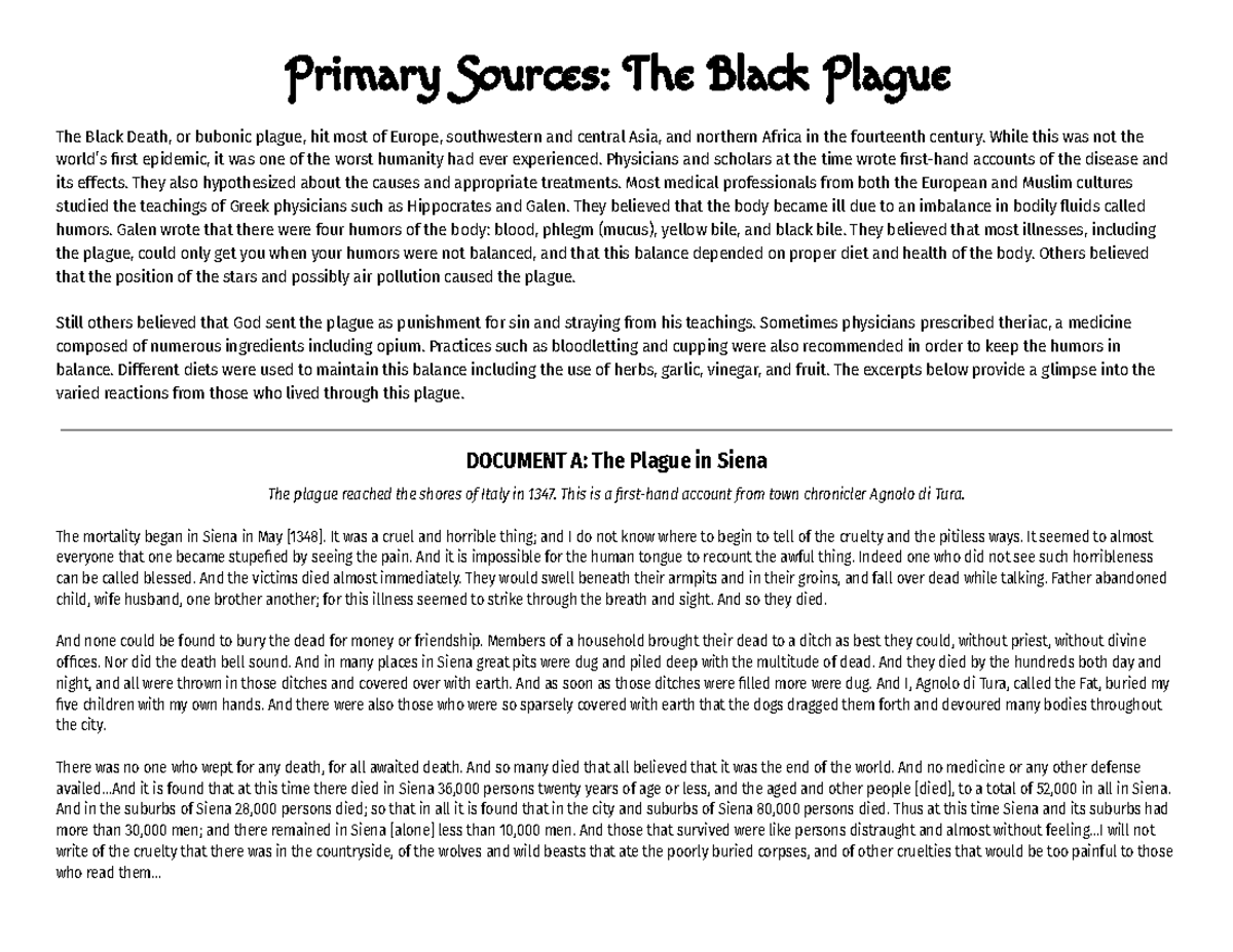 Kami Export - Primary Source Quotes & Reflections on The Black Plague ...