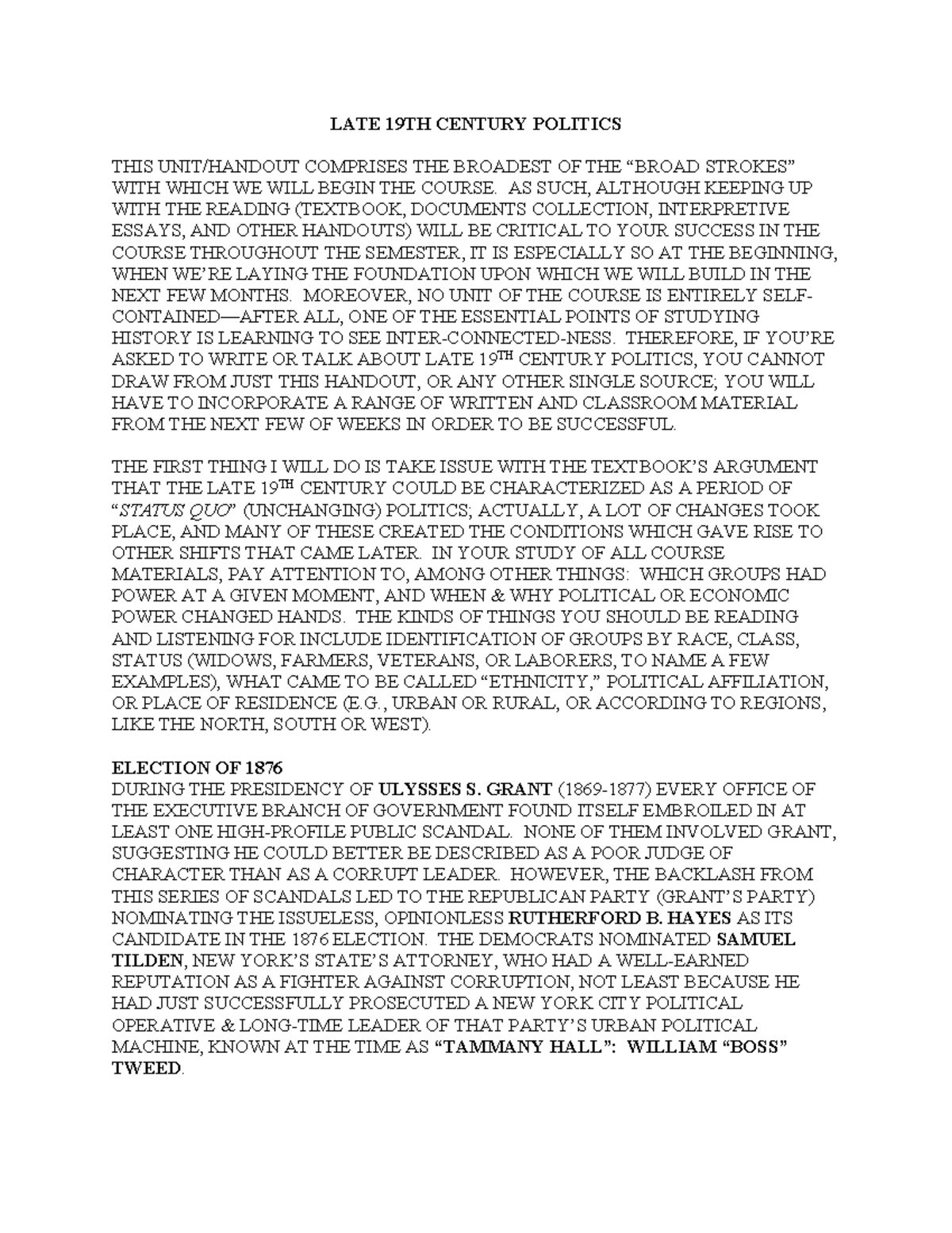 Late 19th Century U.S. Politics: Key Events & Legislation Analysis ...