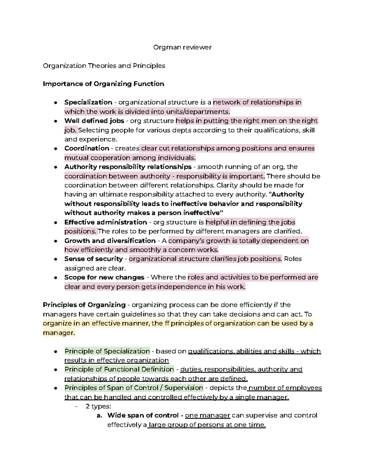 Orgman reviewer - Orgman reviewer Organization Theories and Principles ...