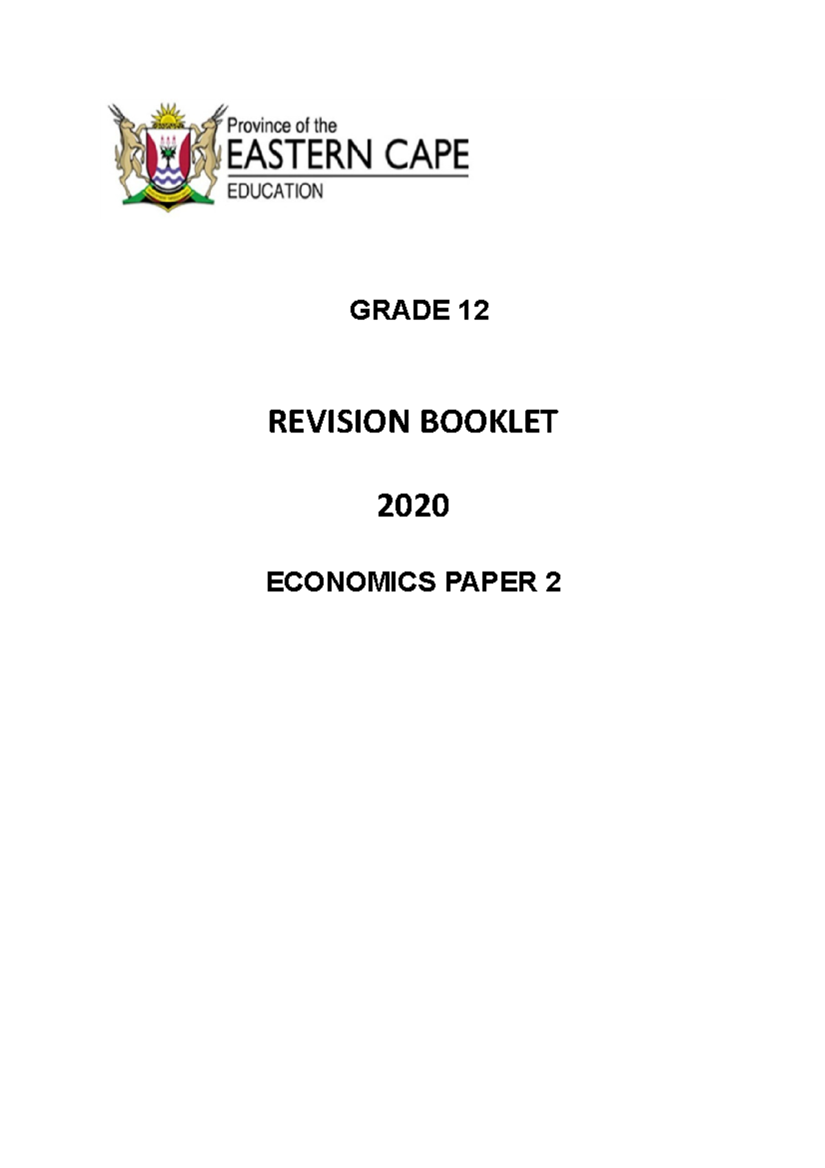 Grade 12 Economics Paper 2 Revision Guide: Key Questions and Answers ...