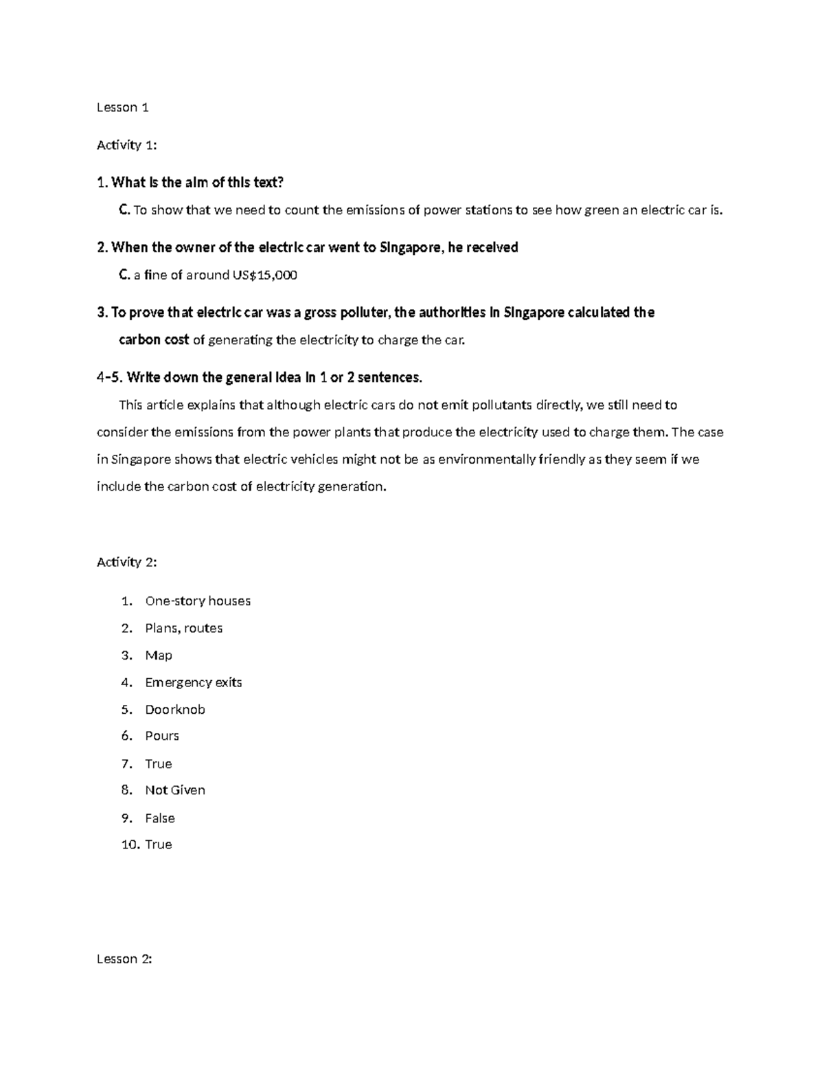 EE Answer - Notes - Lesson 1 Activity 1: What is the aim of this text ...