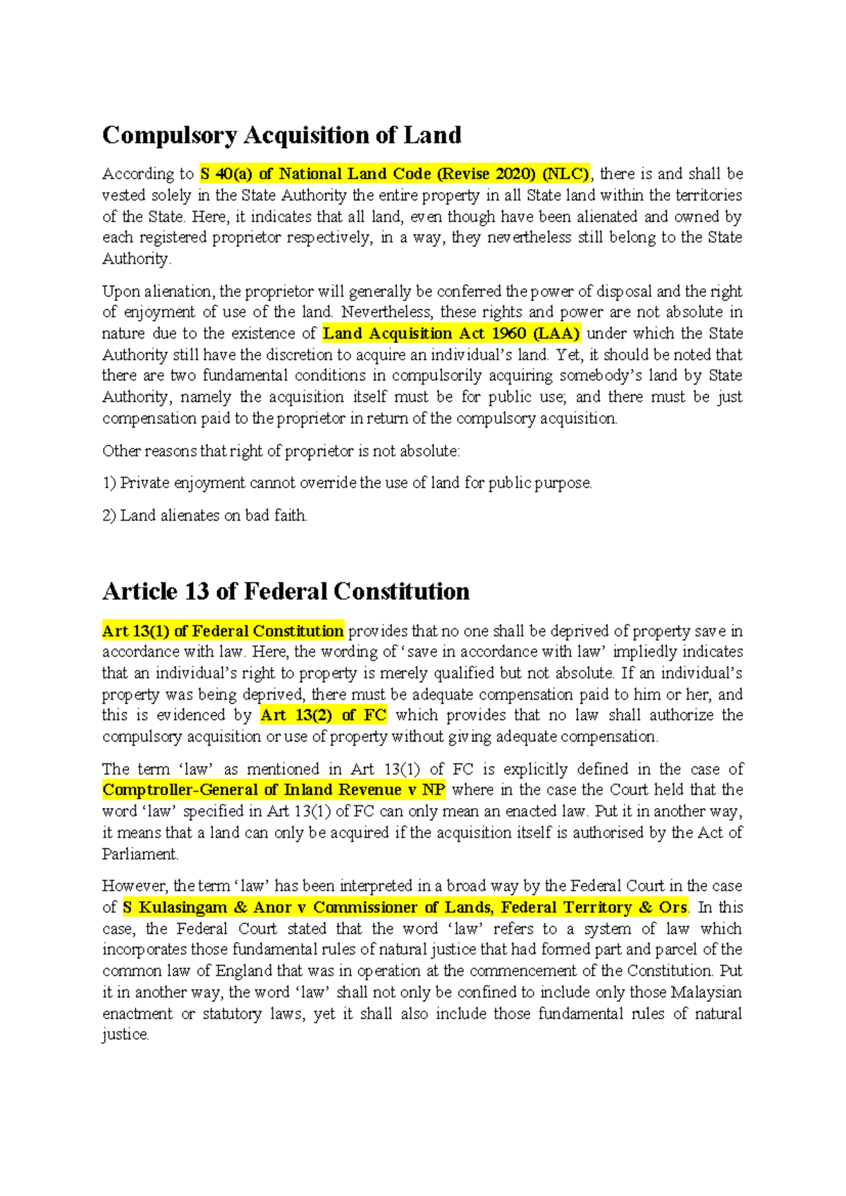 Chapter 9 - Compulsory Acquisition of Land - Compulsory Acquisition of ...