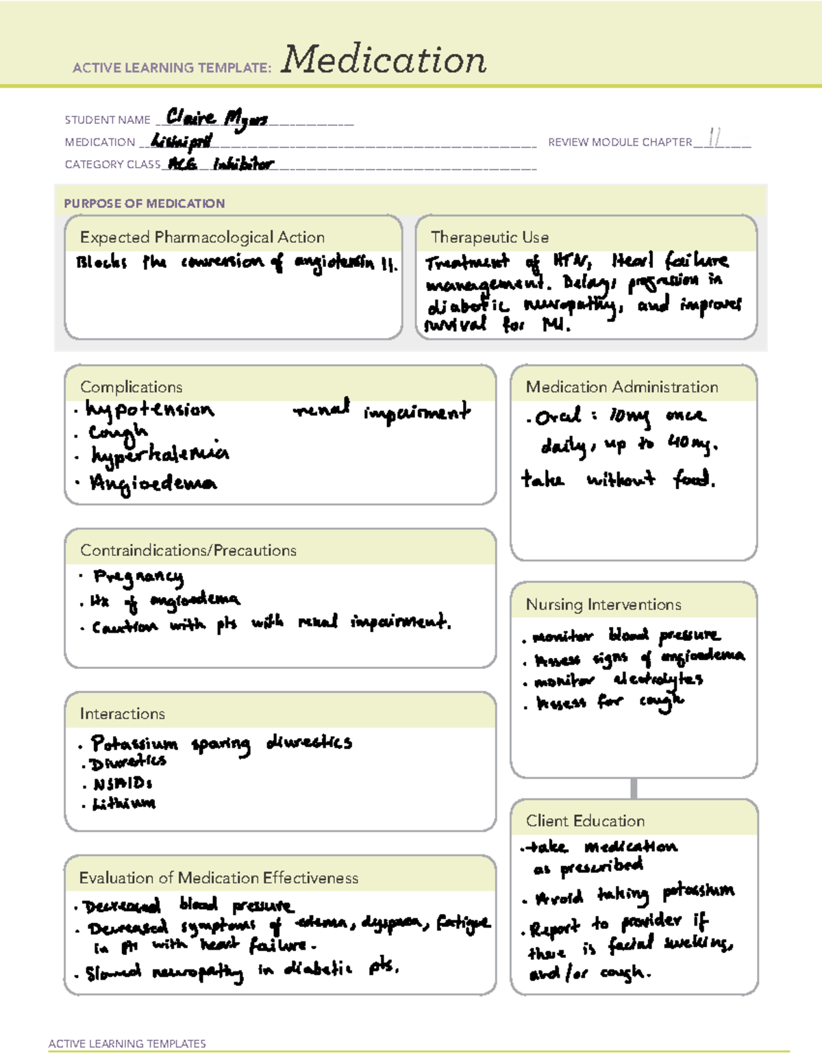 Medication blank - Davis Advantage part b - ACTIVE LEARNING TEMPLATES ...