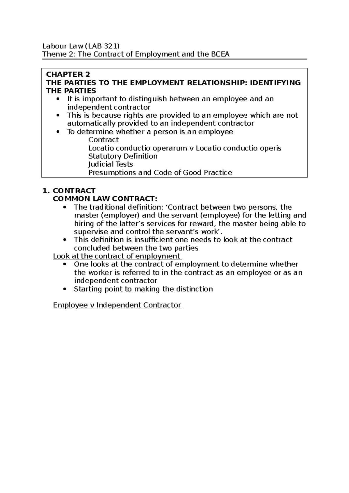Advanced labour law LBL 431 test 1 guidelines and case analysis - Studocu