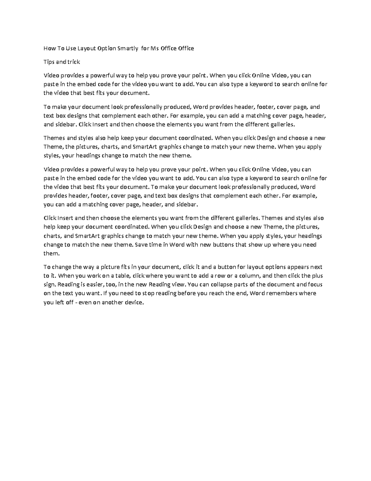 Smart Use of Layout Options in MS Office: Tips & Tricks - Studocu